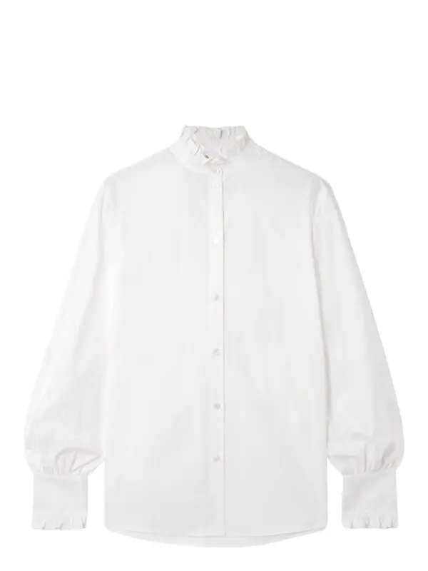 Valentino Garavani Ruffled High-neck Button-up Shirt - White