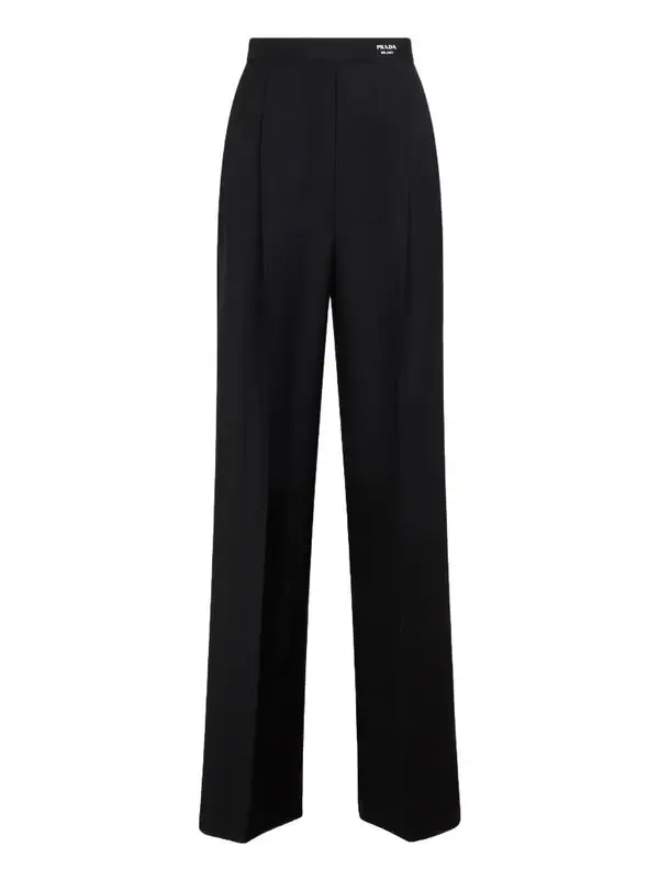 Prada Tailored Trousers With Logo Detail - Black