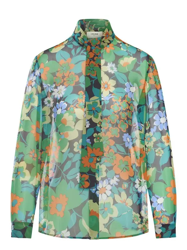 Celine Long Sleeve Shirt With Graphic Floral Print - Green