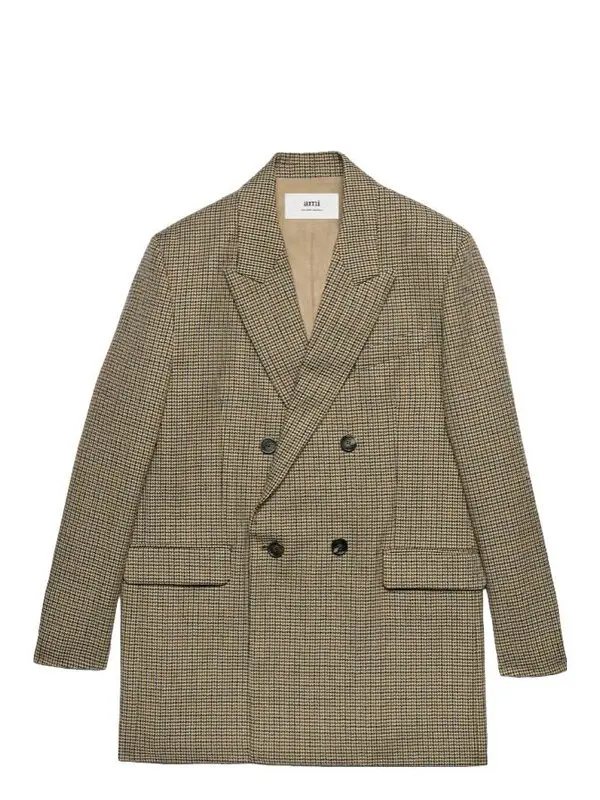 Ami Houndstooth Double-breasted Blazer - Brown