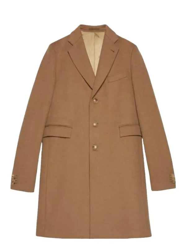 Gucci Camel Hair Single Breasted Coat - Brown