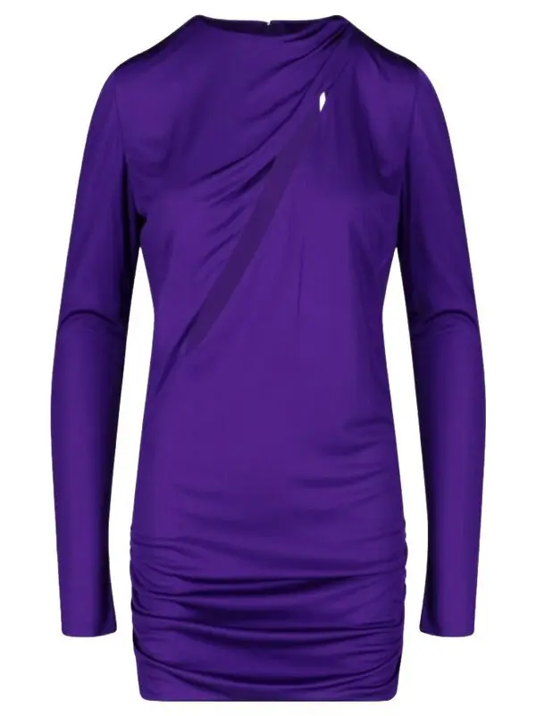 Versace Slash Cut-out Long-sleeved Mini Dress - Purple