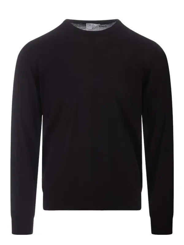 Fedeli Long-sleeved Crewneck Sweater - Black