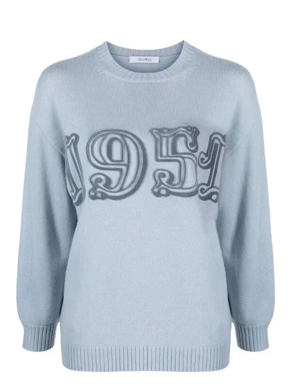 Max Mara Round Neck Long Sleeve Sweater - Blue