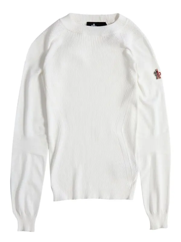 Moncler Ribbed Crewneck Knitted Jumper - White
