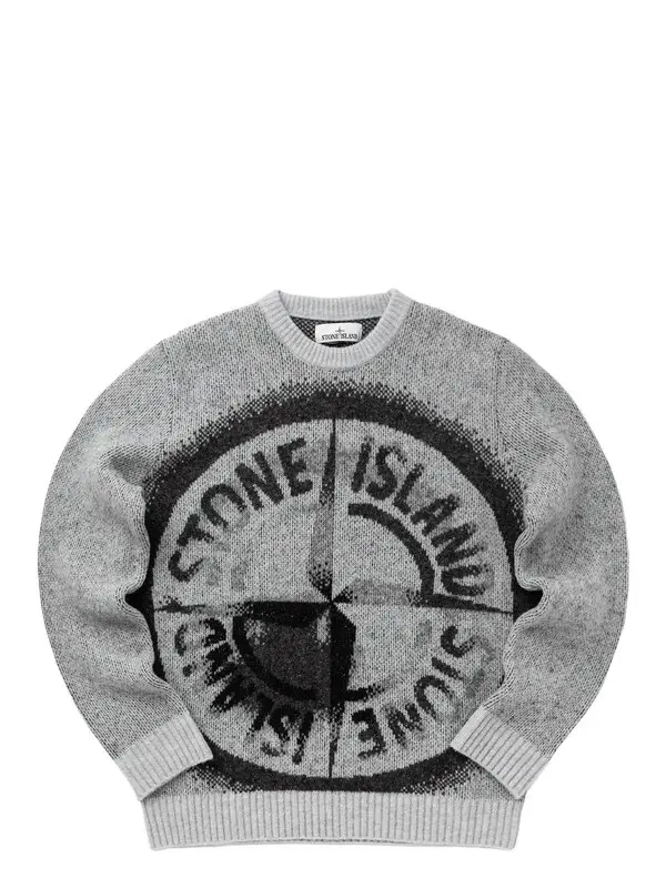 Stone Island Crewneck Sweater With Logo Print - Grey