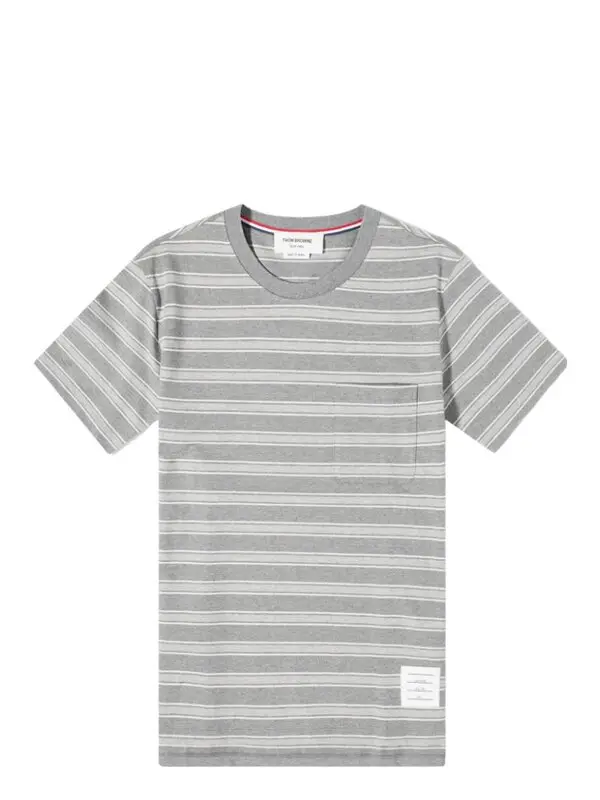 Thom Browne Striped Cotton-jersey T-shirt - Medium Gray