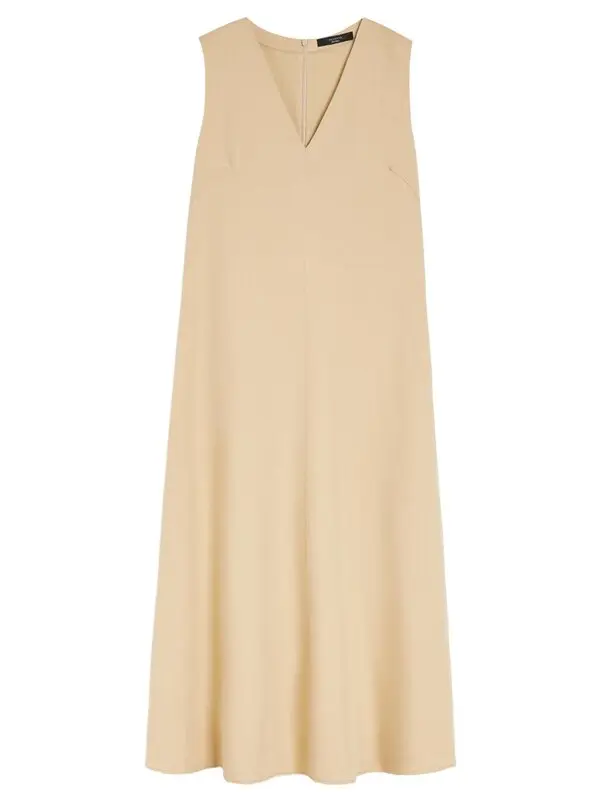 Max Mara Sleeveless V-neck Midi Dress - Sand-colored