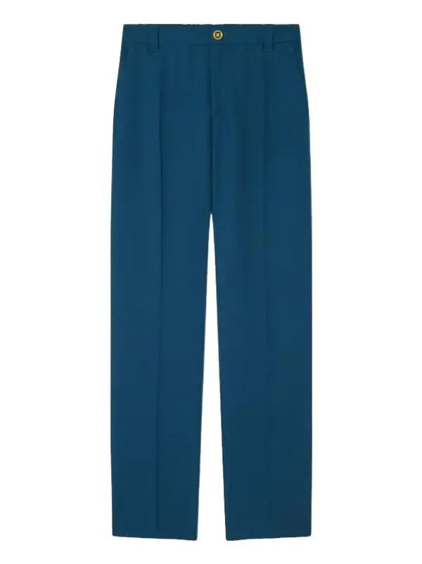 Versace Wool Jogger Pants With Medusa Button - Blue