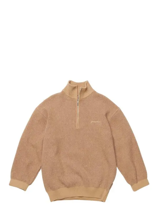 Jacquemus La Maille Berger Zip Collar Sweater - Nude