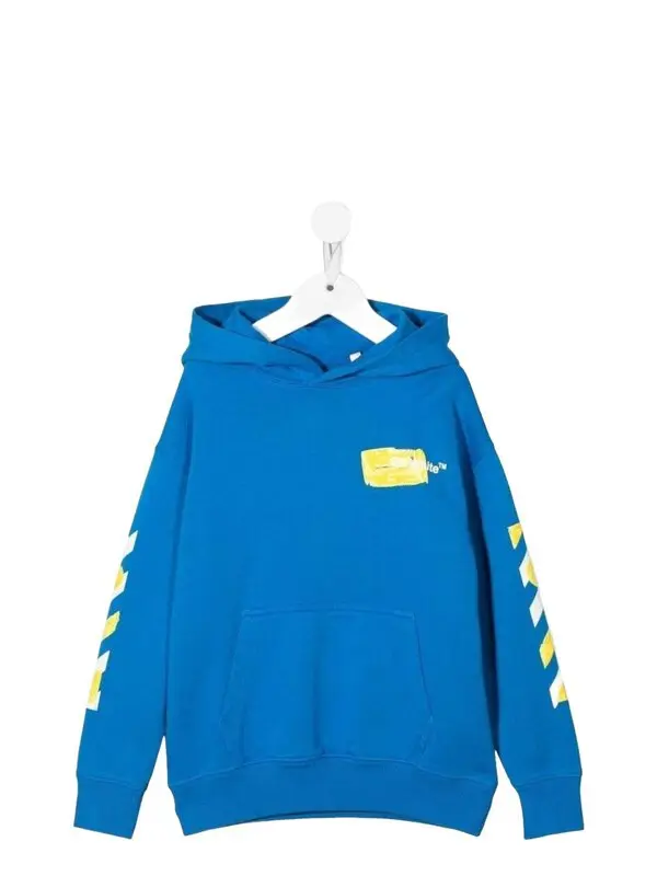 Off-White Diag-stripe Cotton Hoodie - Blue