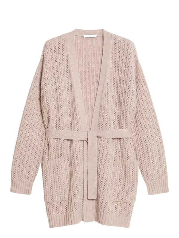 Max Mara Balzac Belted Long-sleeved Cardigan - Pink