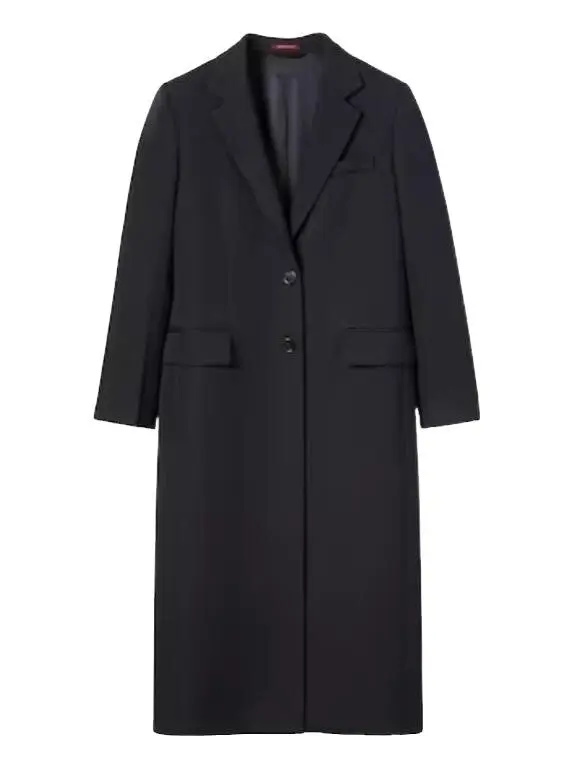 Gucci Long Collared Button-up Coat - Navy