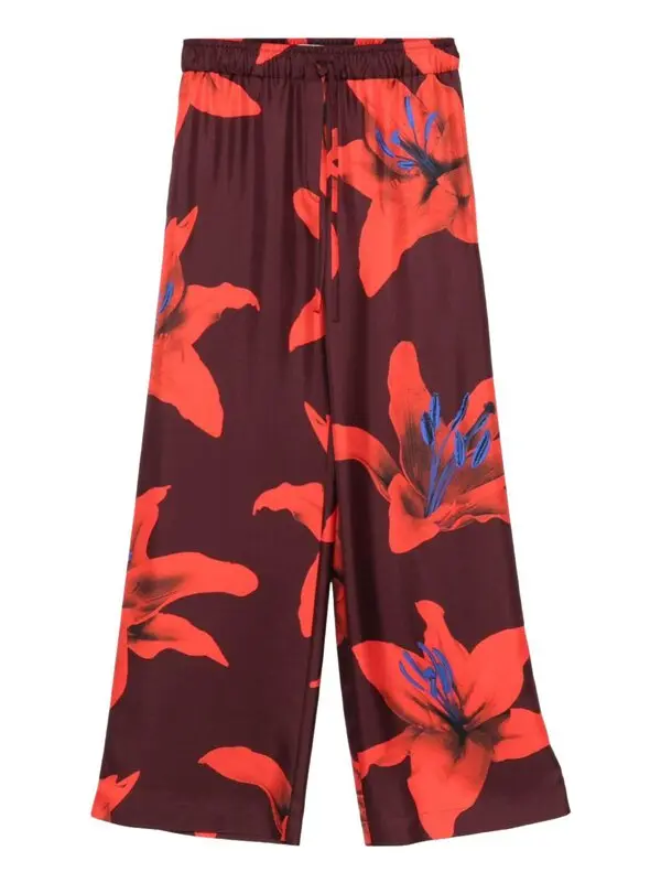 Alexander McQueen Floral Printed Wide-leg Trousers - Red