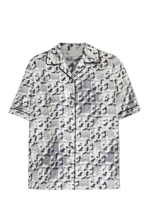 Tory Burch Short Sleeve Graphic Print Shirt - White