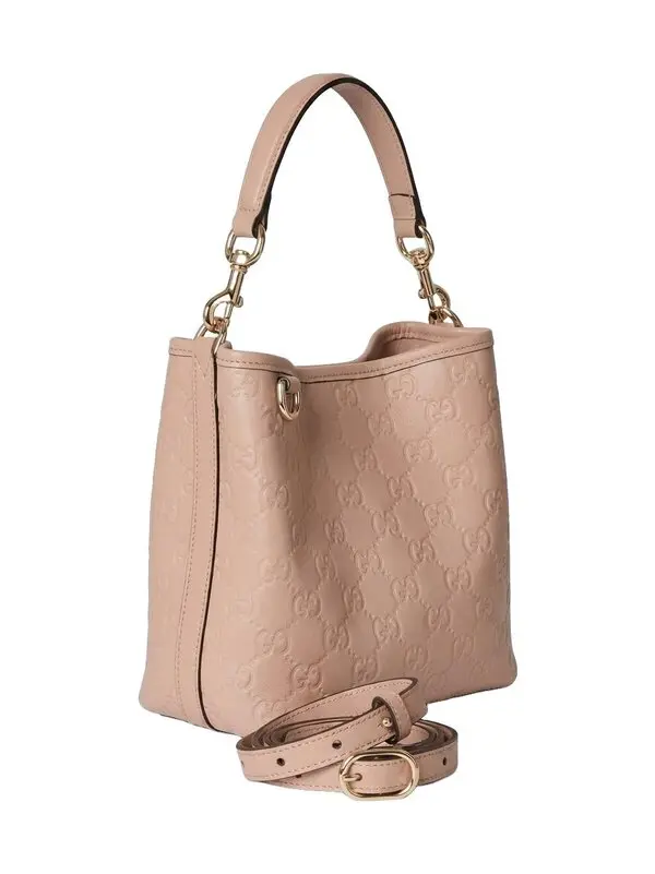 Gucci Gg Emblem Small Bucket Bag - Pink Beige