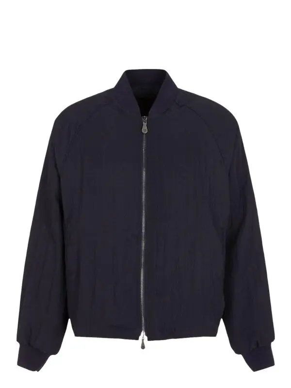 Giorgio Armani Zippered Pleated Casual Jacket - Black