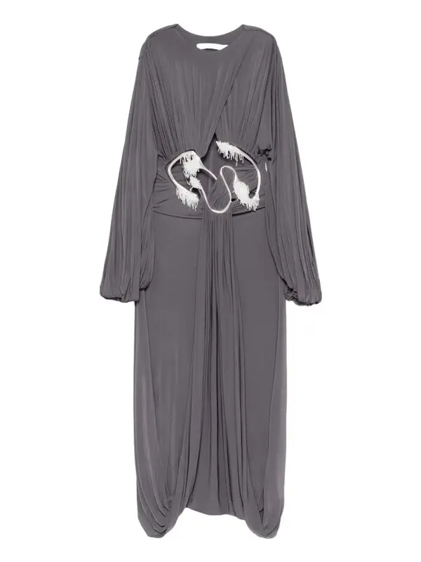Christopher Esber Long Sleeve Gathered Detail Gown - Grey