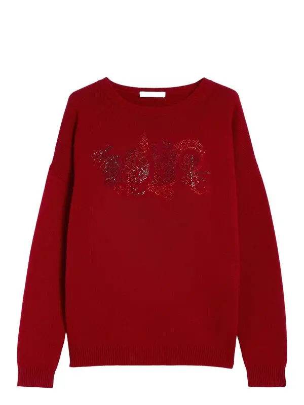 Max Mara Embellished Crewneck Jumper - Red