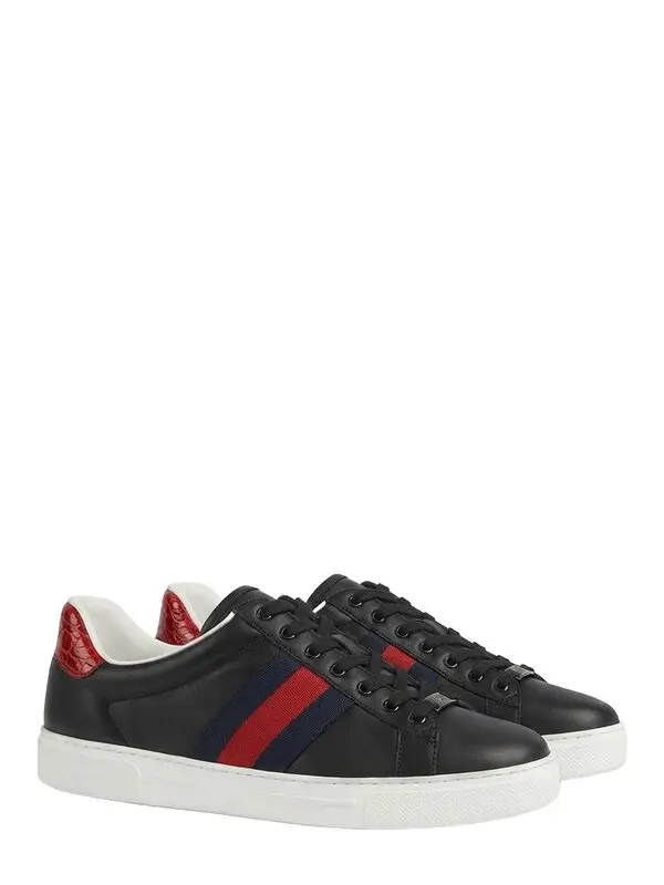 Gucci Ace Web Low-top Sneakers - Black