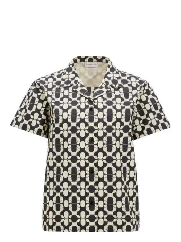 Moncler Geometric Print Cotton Shirt - Blue/white