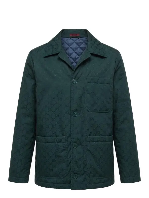 Gucci Gg Horsebit Technical Fabric Jacquard Jacket - Dark Blue