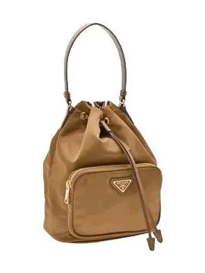 Prada Re-nylon Triangle-logo Drawstring Bucket Bag - Brown