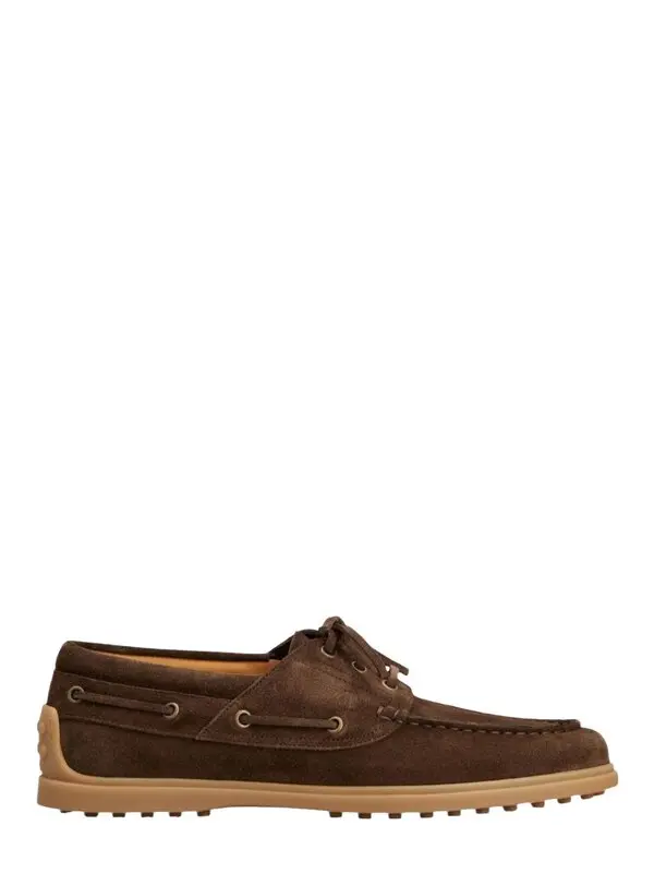TOD'S Suede Lace-up Loafers - Brown
