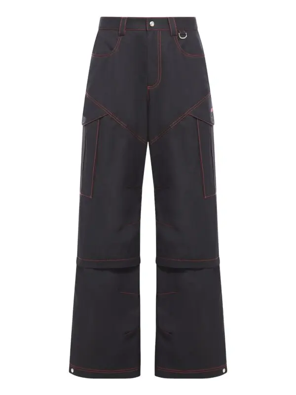 Off-White Button Detailed Wide Leg Pants - Black