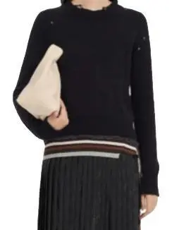 MAISON MARGIELA Distressed Ribbed Knit Top - Black