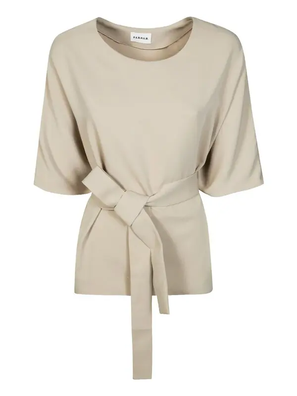P.a.r.o.s.h Tie-waist Blouse - Nude