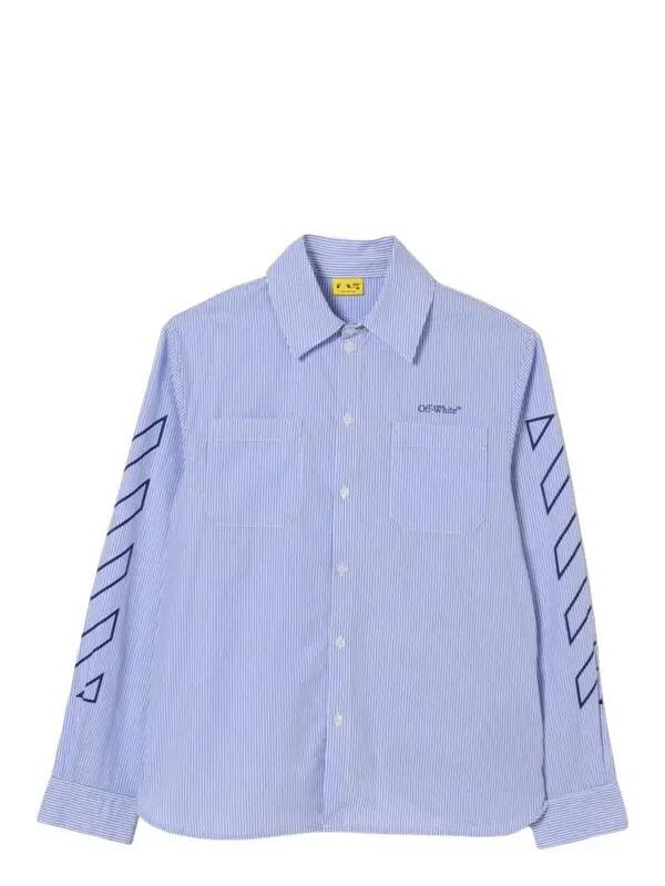 Off-White Striped Logo-embroidered Shirt - Blue
