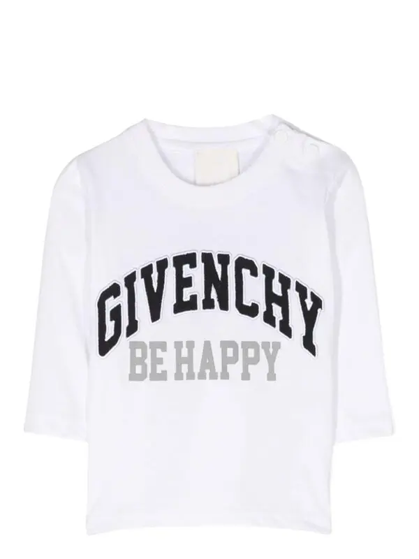 Givenchy Logo Embroidered Long Sleeve Cotton T-shirt - White