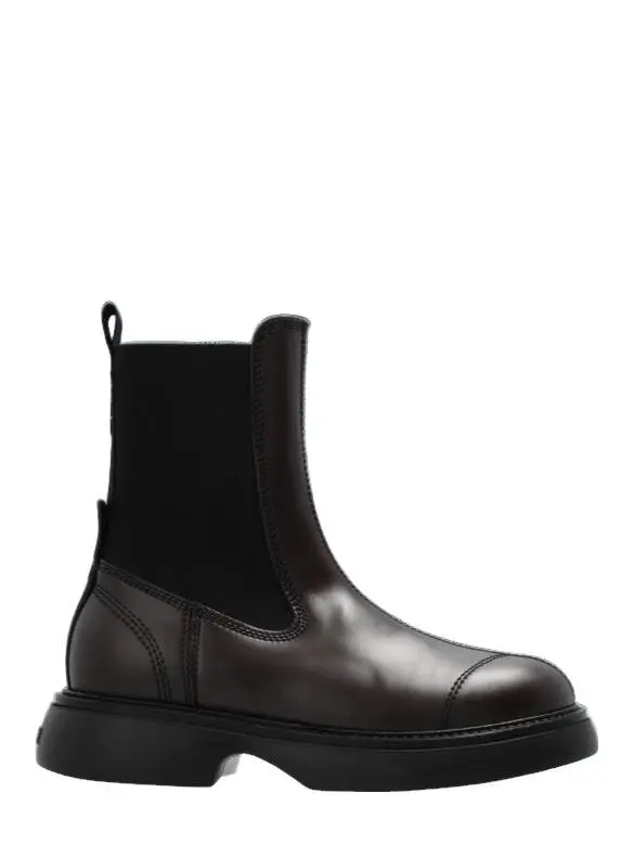 GANNI Chelsea Boots With Logo - Brown