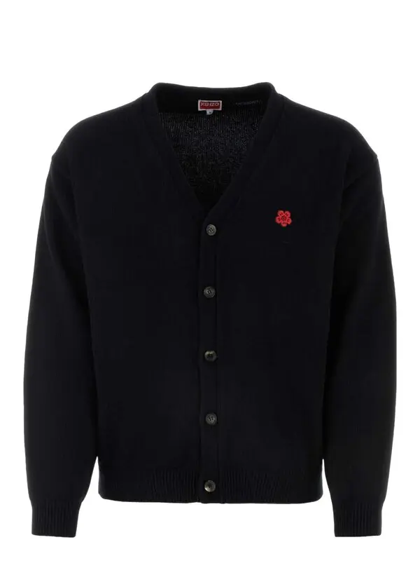 Kenzo Boke Flower Embroidered Cardigan - Black