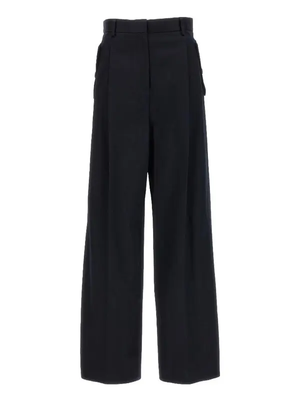 LANVIN High Waist Wide-leg Gabardine Trousers - Black