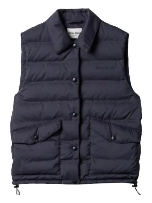 Miu Miu Quilted Button-up Gilet - Navy Blue
