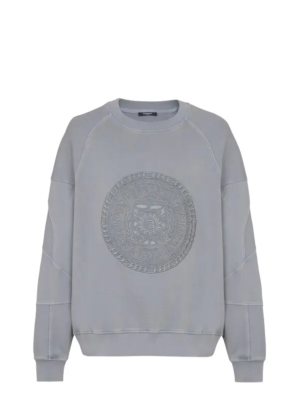 Balmain Embroidered Médaille Sweatshirt - Grey