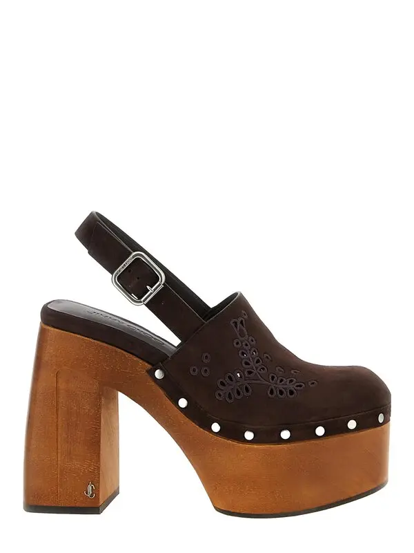 JIMMY CHOO 135mm Alida Sangallo-embroidered Platform Slingbacks - Brown