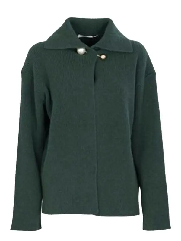 Philosophy Di Lorenzo Serafini Ribbed Long Sleeve Jacket With Decorative Pin - Green