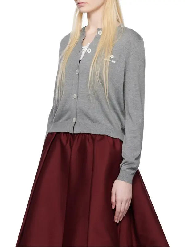 SHUSHU/TONG Logo-embroidered Knit Cardigan - Grey