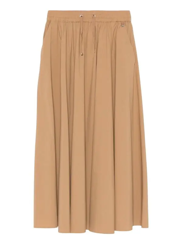 Herno Drawstring Pleat Detailed Midi Skirt - Nude