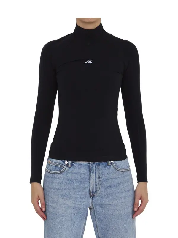 Balenciaga High-neck Long Sleeve Top - Black