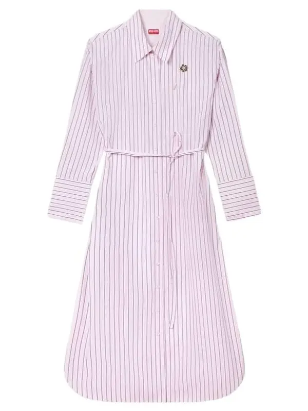 Kenzo Boke Flower Pin Midi Shirtdress - Pale Pink