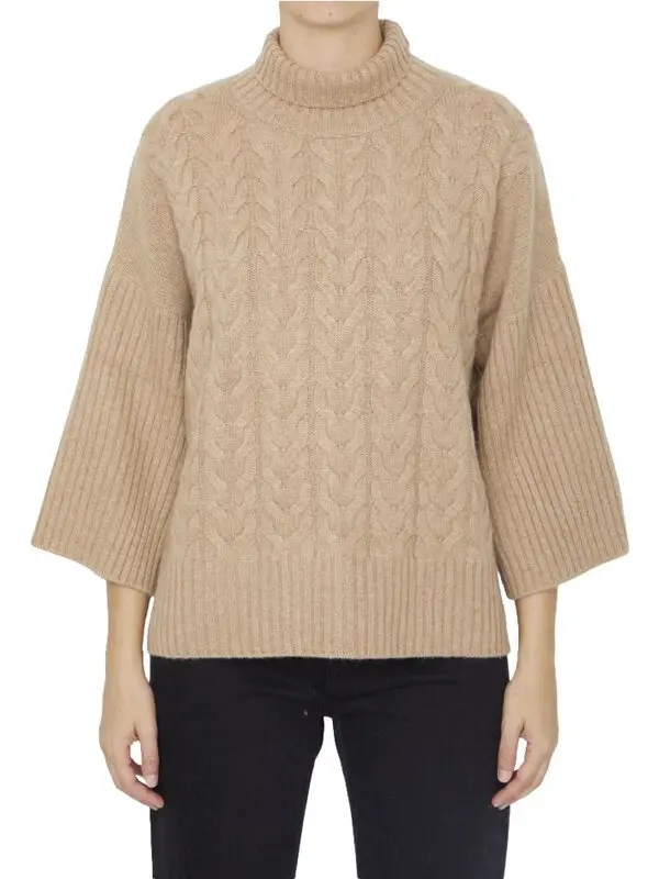 Max Mara Cashmere Turtleneck Sweater With Twisted Knitting - Brown