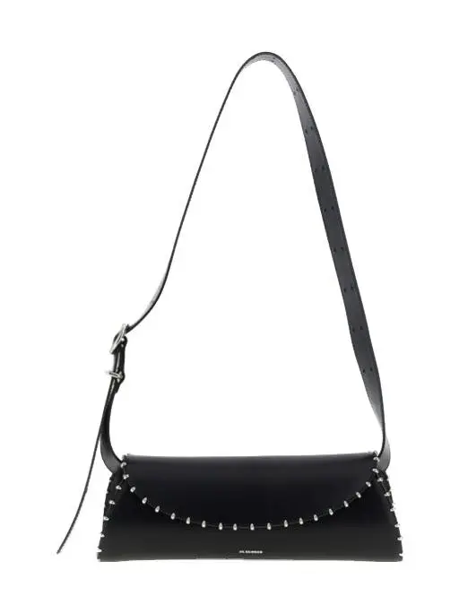 JIL SANDER Cannolo Small Shoulder Bag With Studded Appliqués - Black