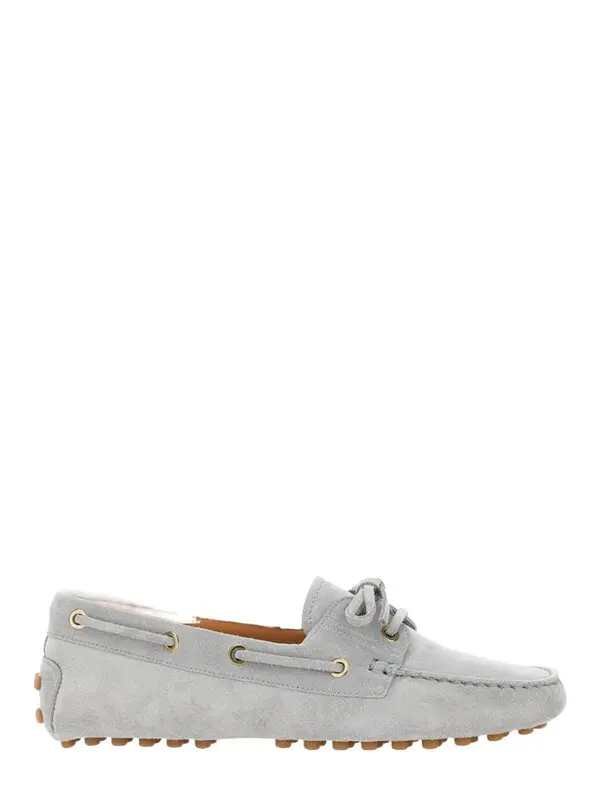 TOD'S Bow Detailed Suede Loafers - Gray