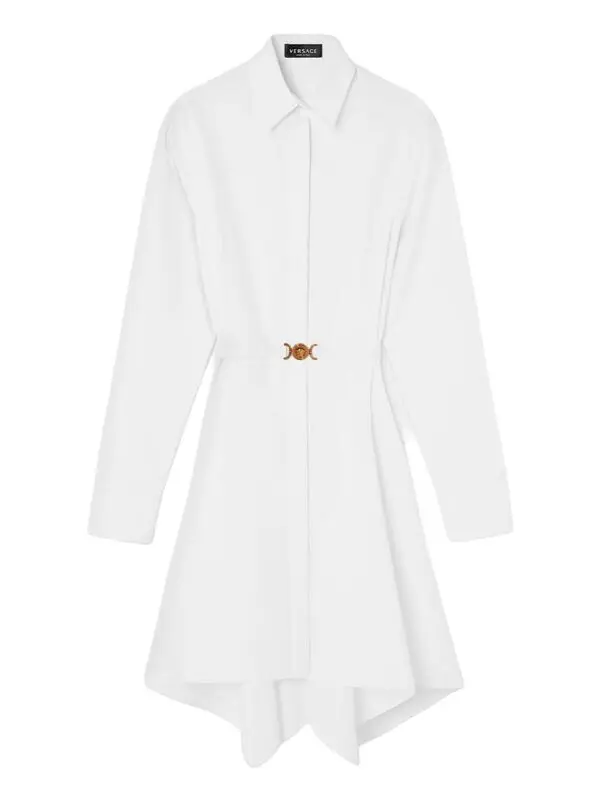 Versace Long-sleeved Shirt Dress With Medusa Button Detail - White