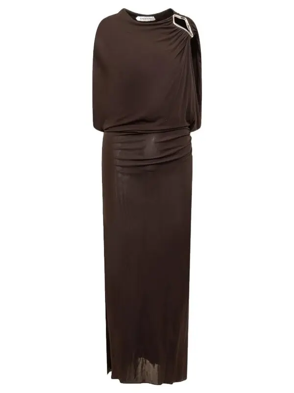 LANVIN Cut-out Detailed Crewneck Maxi Dress - Black