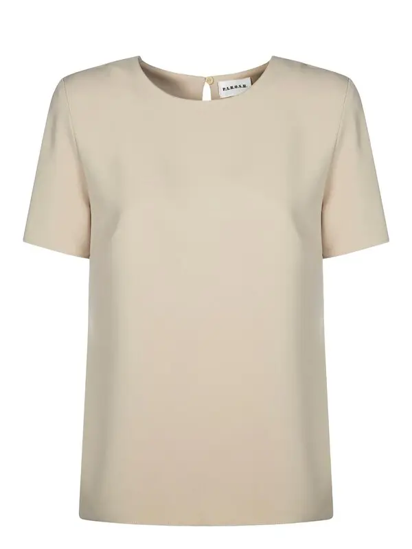 P.a.r.o.s.h Short Sleeve Round Neck Blouse - Nude